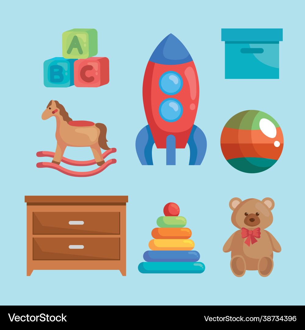 Collection baby toy Royalty Free Vector Image - VectorStock