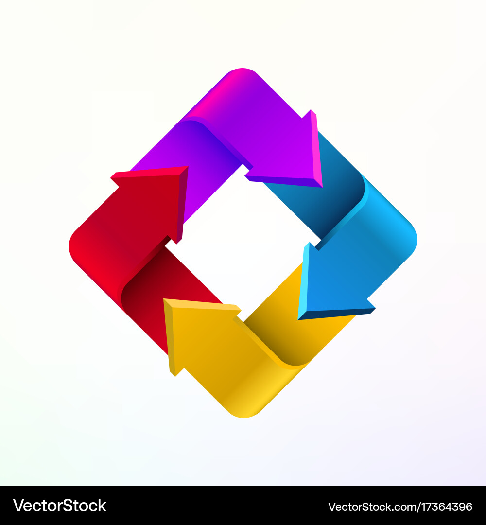 Colorful arrows in form rectangle logo company Vector Image