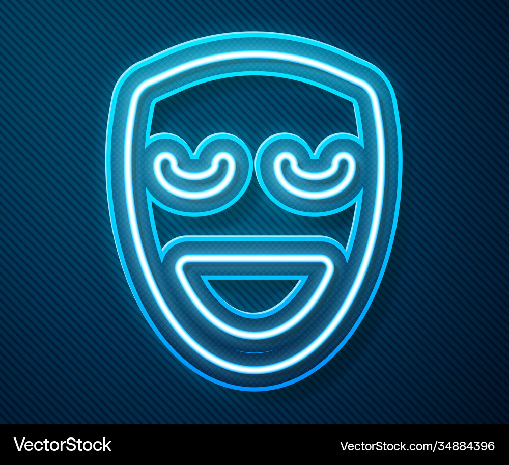 Glowing neon line comedy theatrical mask icon Vector Image