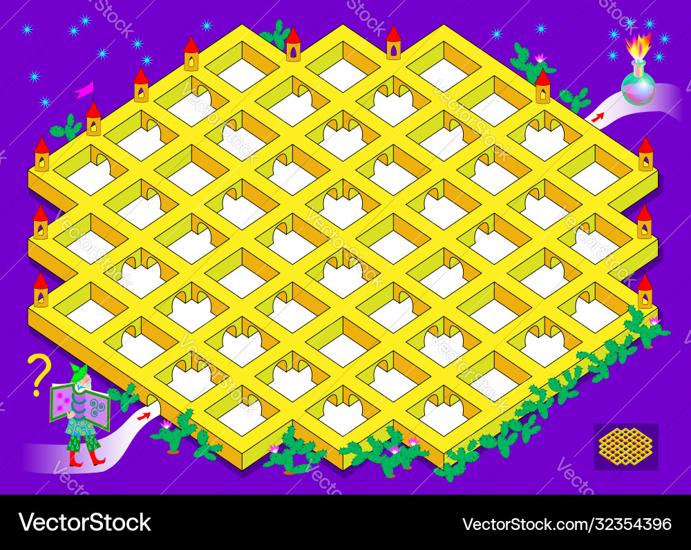 Logical puzzle game with labyrinth for children Vector Image