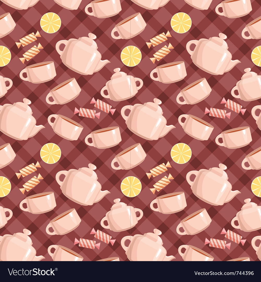 Seamless tea pattern Royalty Free Vector Image