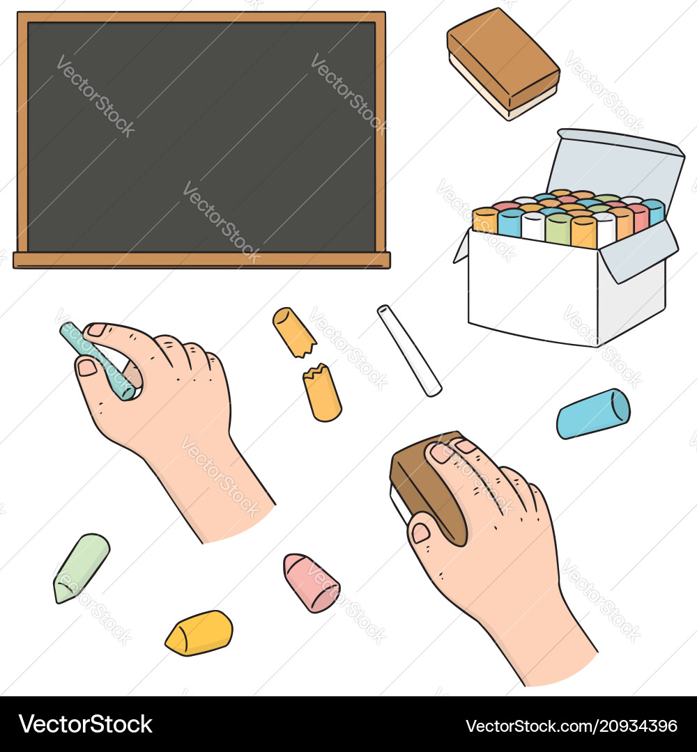 Set of blackboard and chalk Royalty Free Vector Image