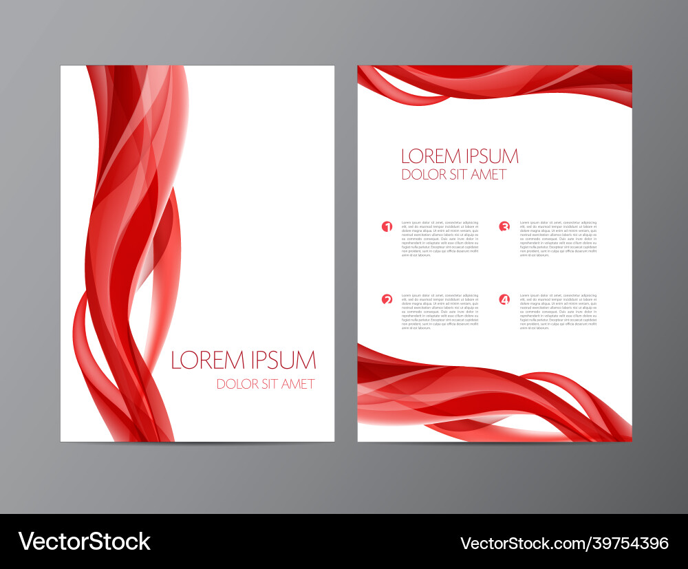 Set of red wavy abstract covers brochures Vector Image