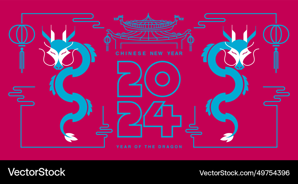 Template layout chinese new year 2024 Royalty Free Vector