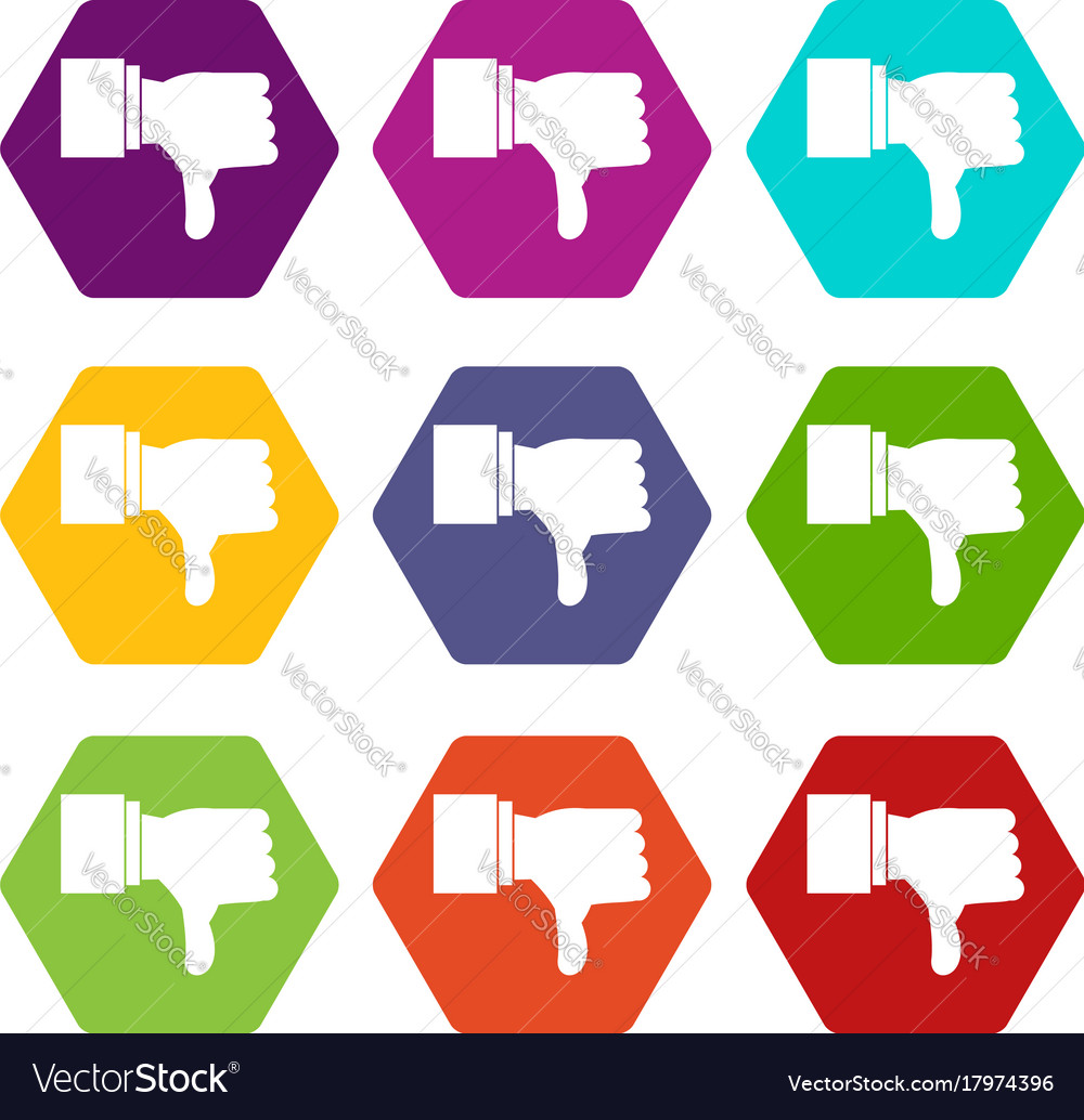 Thumb down gesture icon set color hexahedron Vector Image Thumb down gesture icon set color hexahedron Vector Image