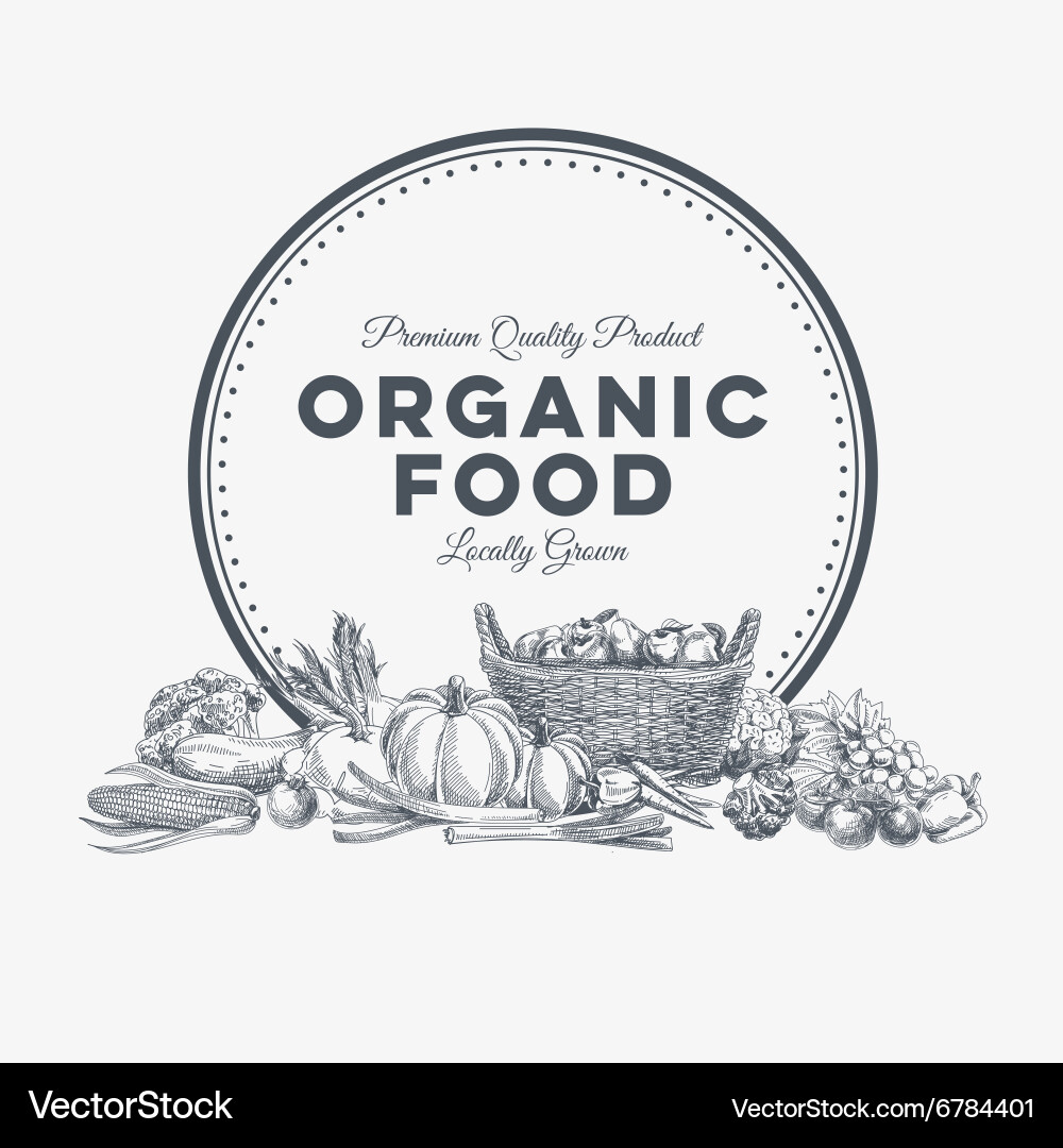 Background with hand drawn organic food Royalty Free Vector