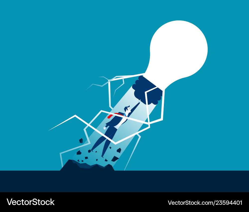 Businessman push light bulb concept business Vector Image