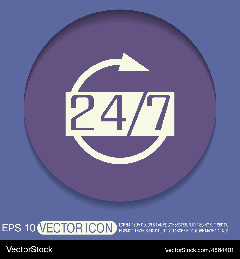 Character 24 7 open 24 hours a day and 7 days Vector Image