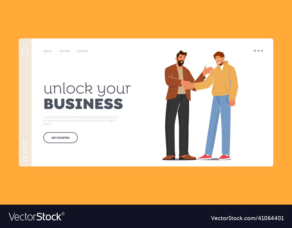 Congratulating with success landing page template Vector Image