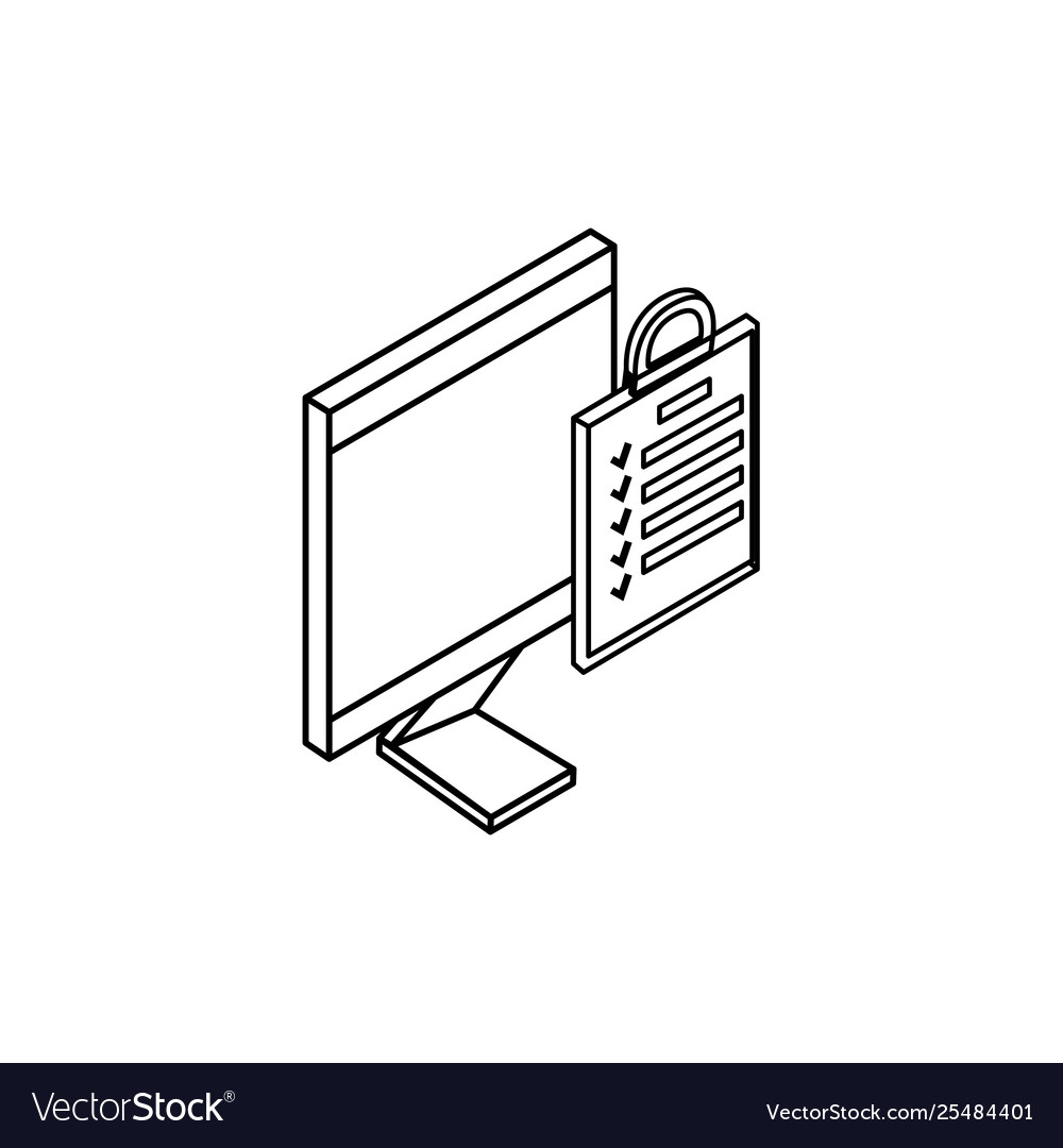 Desktop computer with checklist Royalty Free Vector Image
