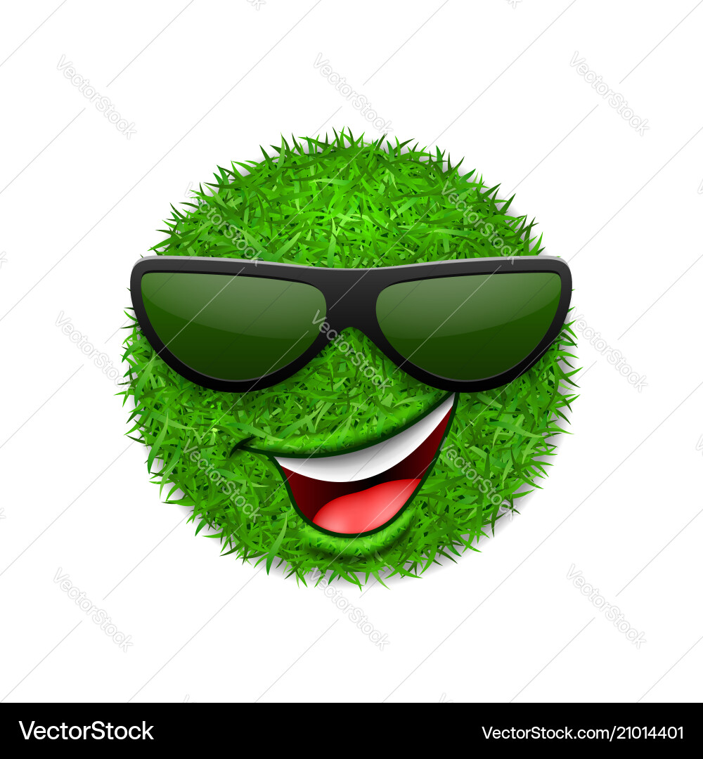 Green grass field 3d face wink smile Royalty Free Vector