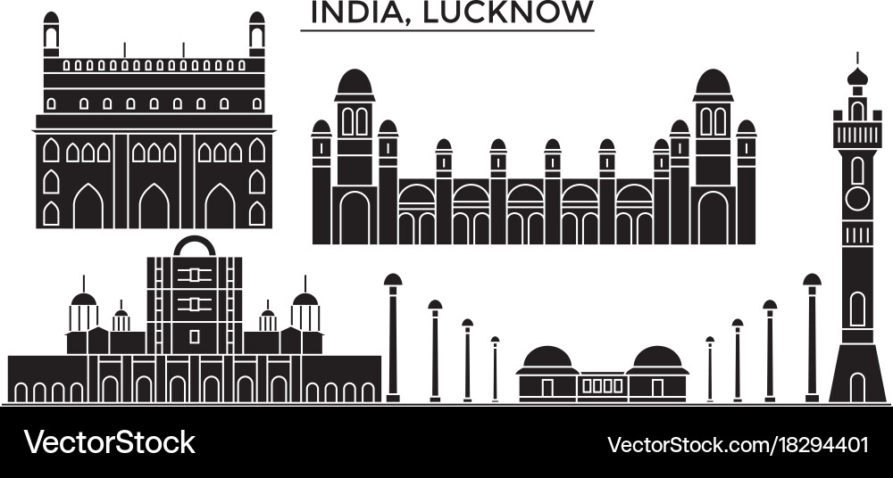 India lucknow architecture urban skyline with Vector Image