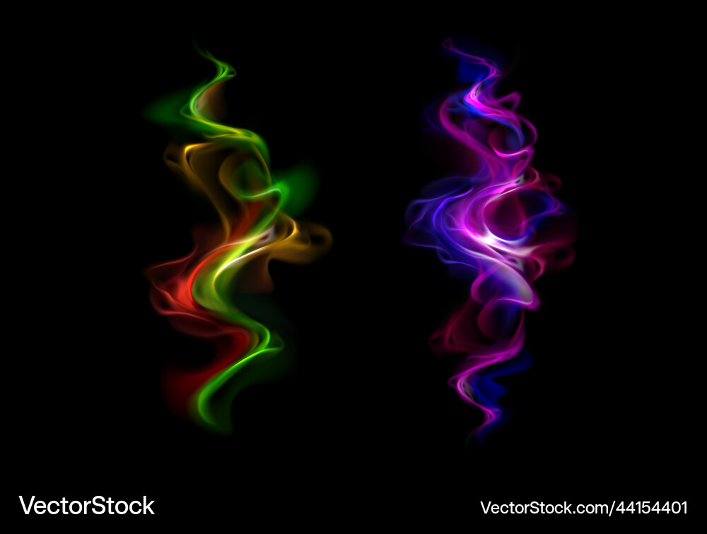 Neon fire smoke magic swirls effect wand spell Vector Image