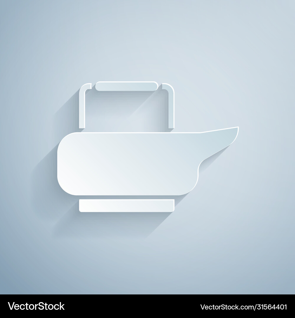 Paper cut bedpan icon isolated on grey background Vector Image
