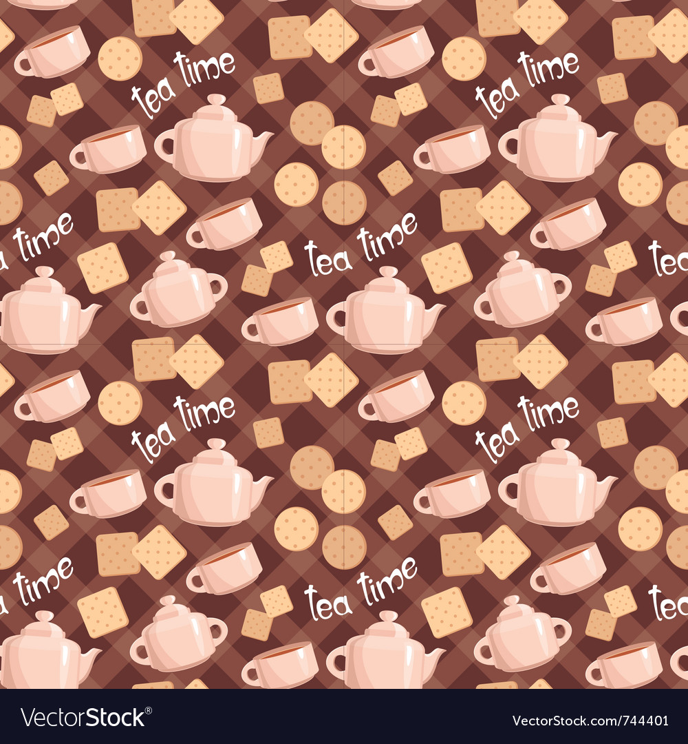 Seamless tea pattern Royalty Free Vector Image