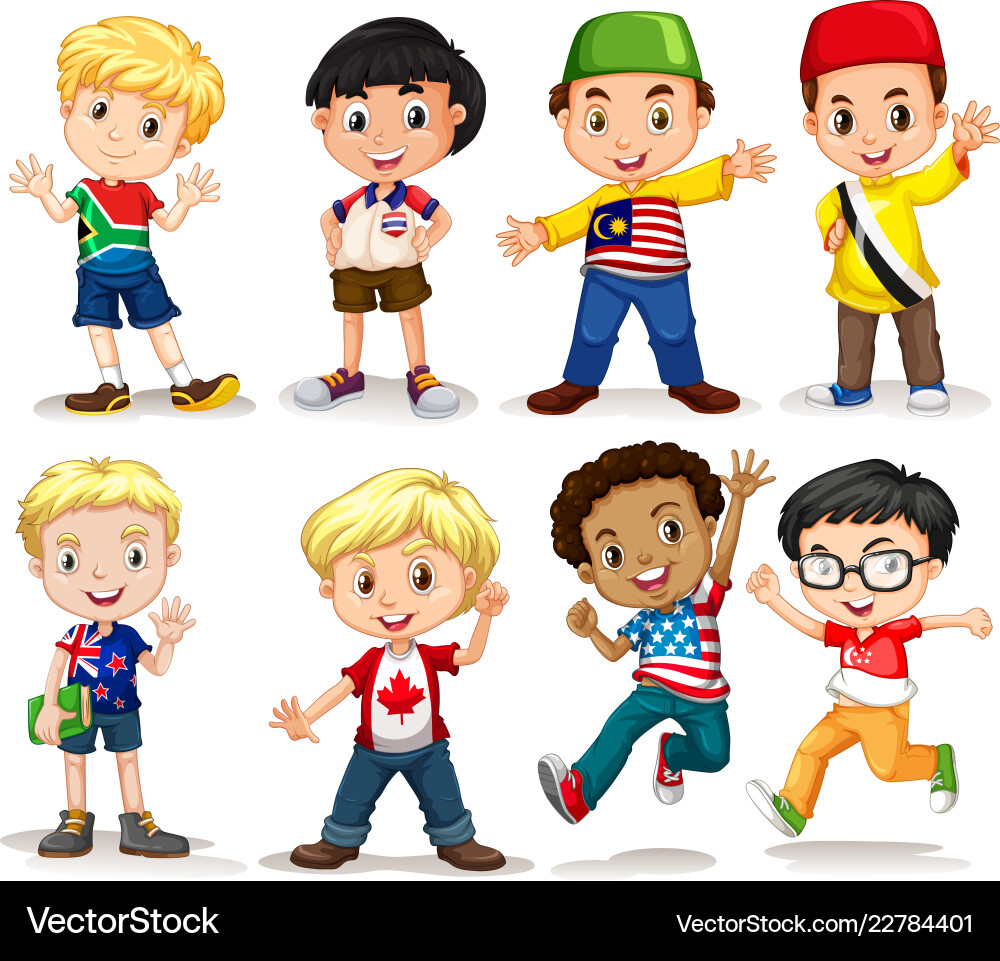 Set of international boy Royalty Free Vector Image