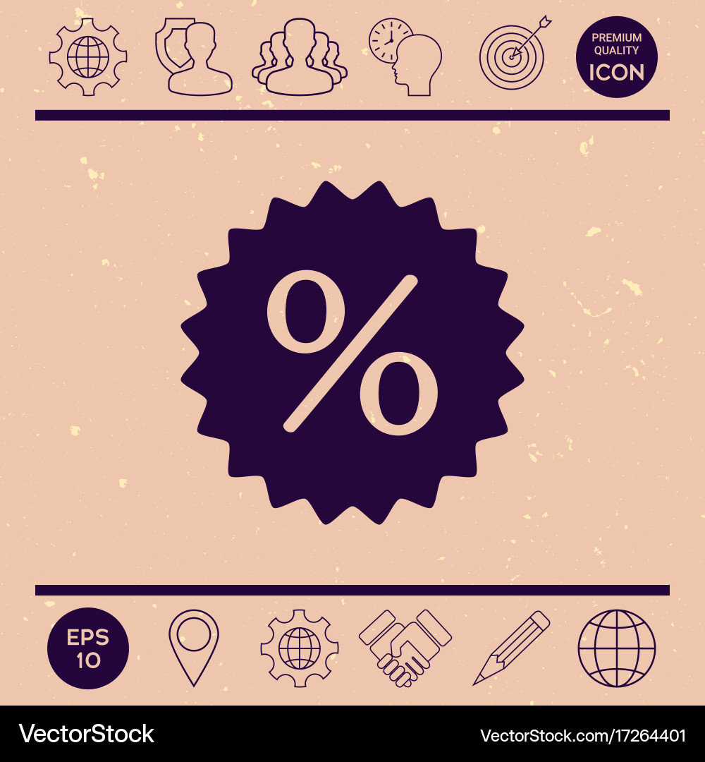 Sign percent symbol discount icon Royalty Free Vector Image