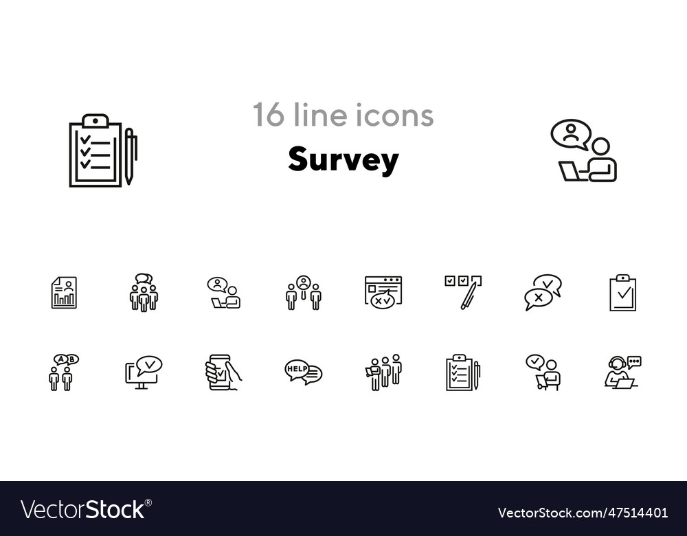 Survey line icon set Royalty Free Vector Image