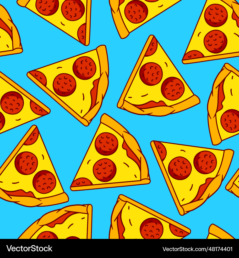 Tasty pizza slices pattern delicious fast food Vector Image