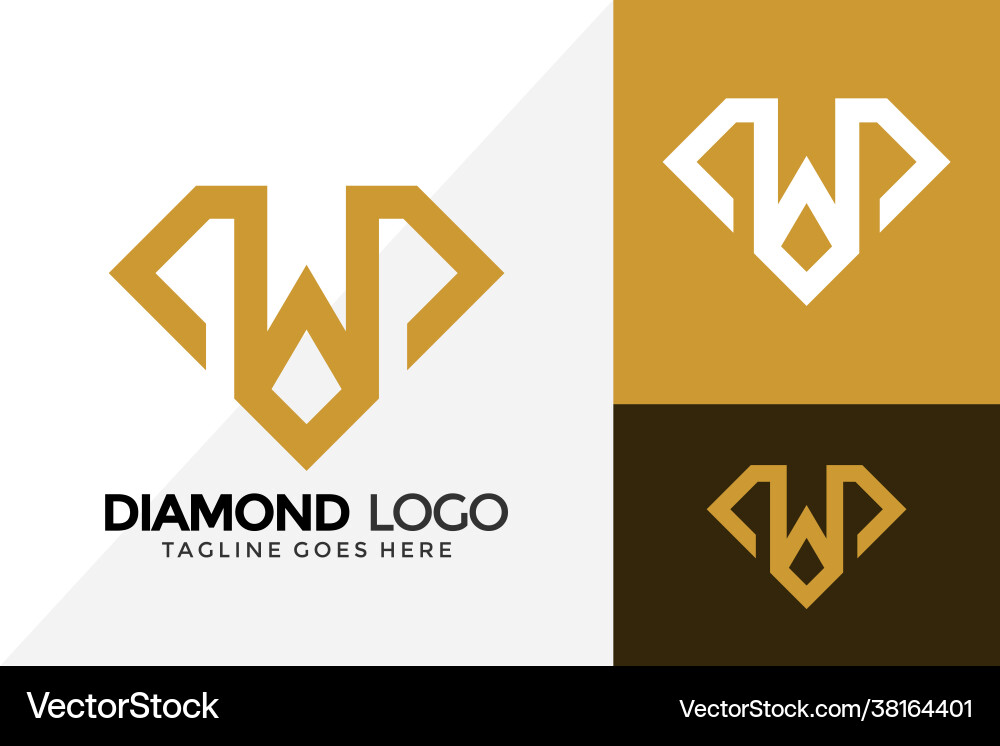 W diamond logo design brand identity logos Vector Image