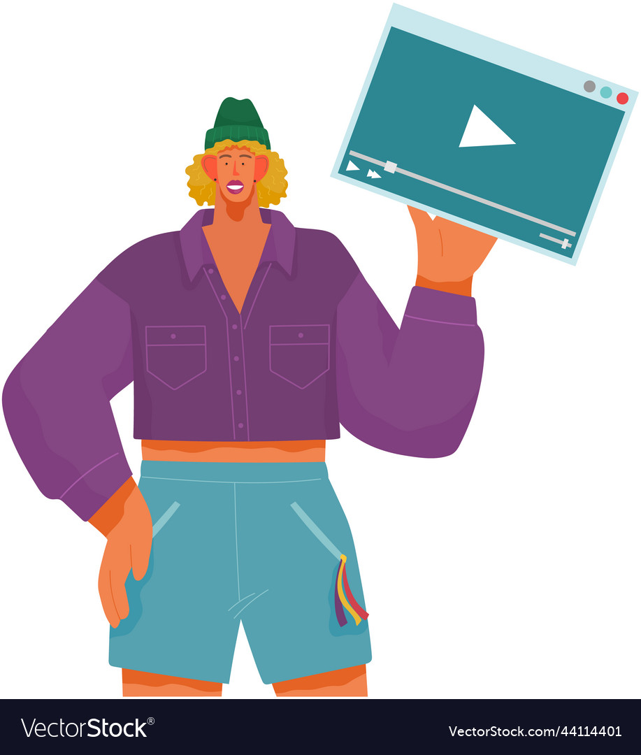 Woman holds template video frame youtube video Vector Image Woman holds template video frame youtube video Vector Image