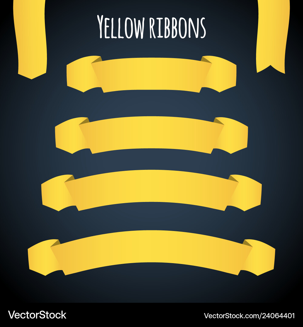 Yellow ribbon banners set beautiful blank Vector Image