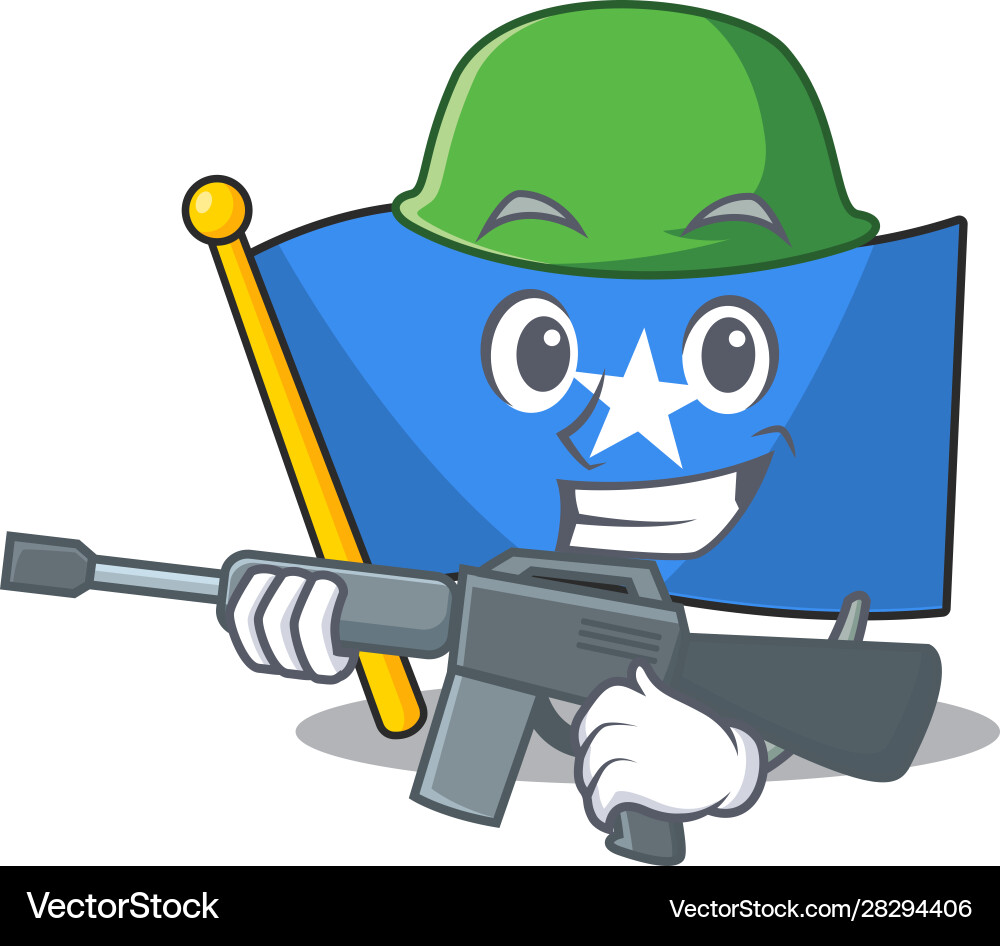 A cartoon style flag somalia army with machine Vector Image