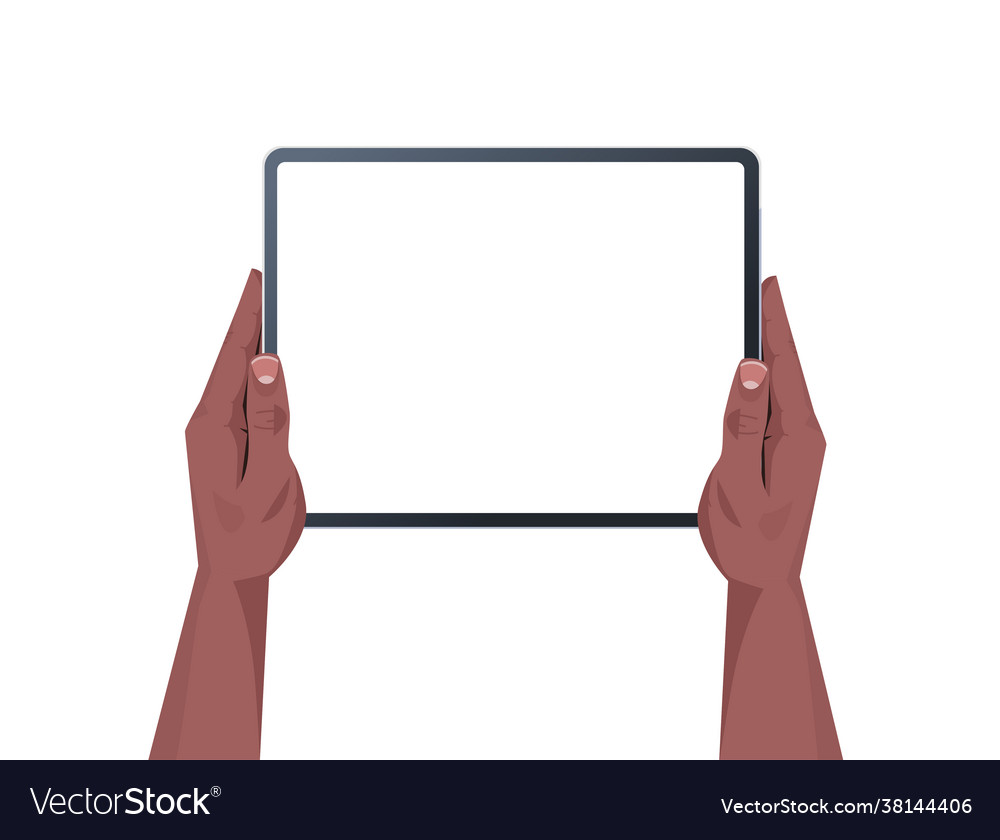 African american human hands holding tablet pc Vector Image
