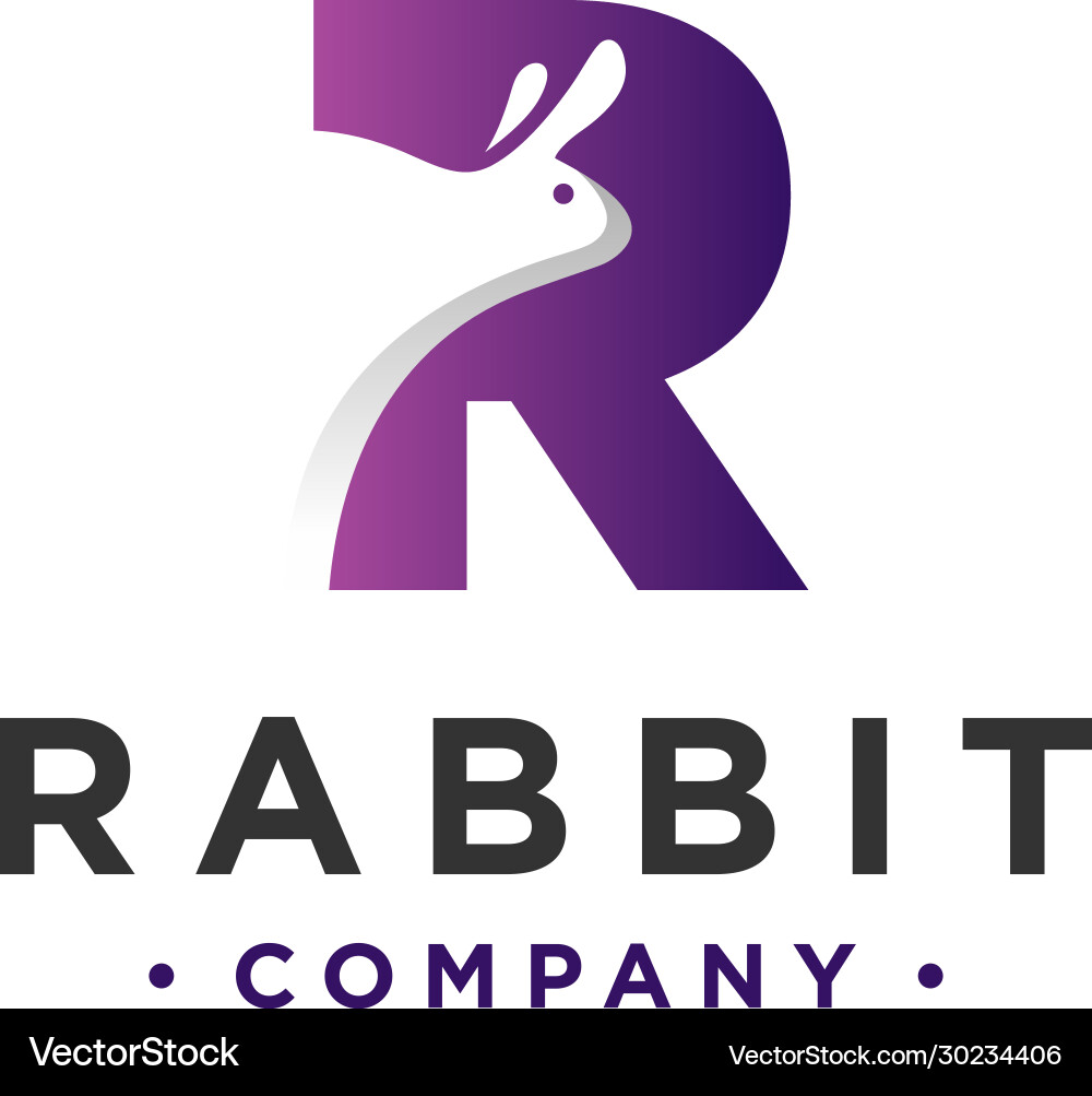 Animal logo design rabbit letter r Royalty Free Vector Image