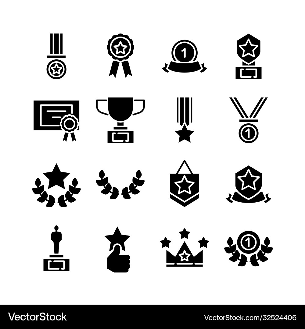 Award icons set winner icon collection Royalty Free Vector