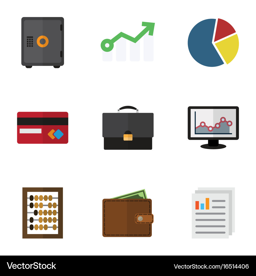 Flat icon incoming set of graph payment growth Vector Image