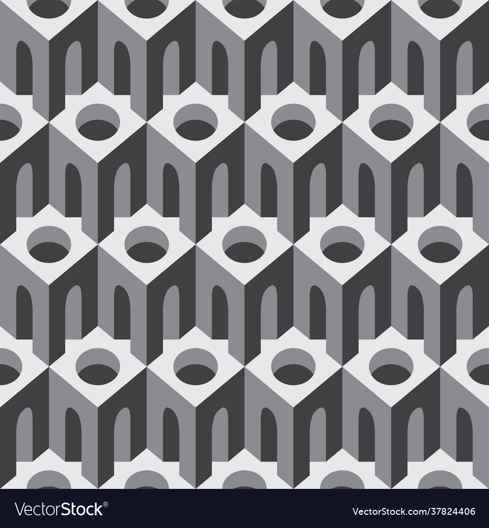 Geometric seamless pattern with simple 3d elements