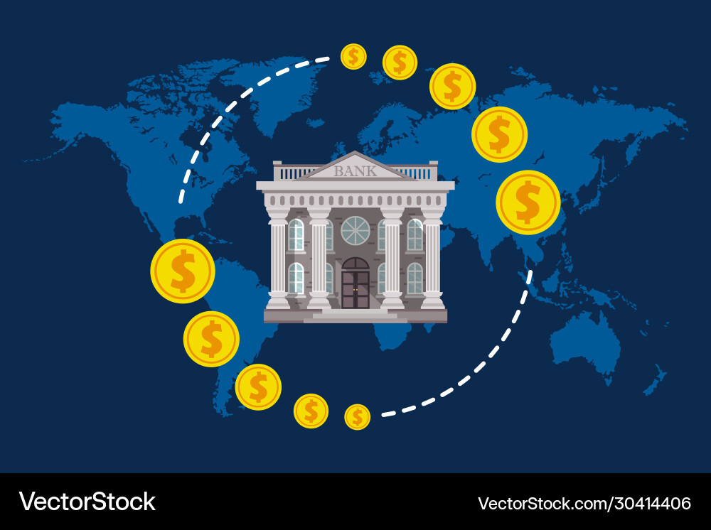 Global economy concept in flat Royalty Free Vector Image