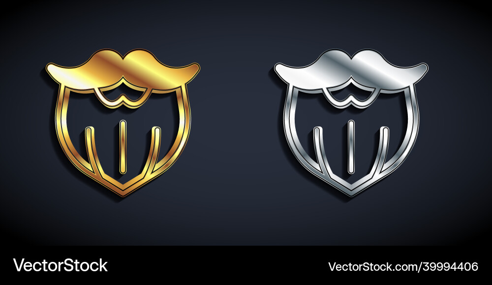 Gold and silver mustache and beard icon isolated Vector Image