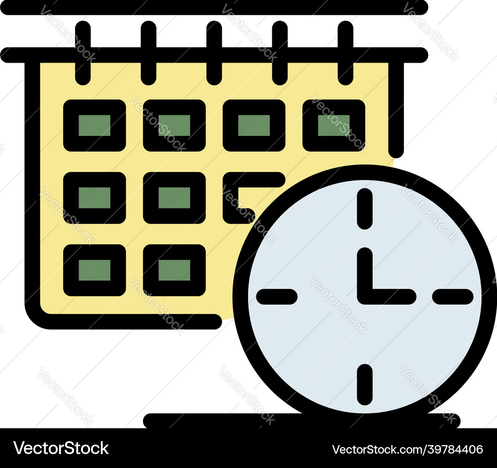 Time calendar icon color outline Royalty Free Vector Image
