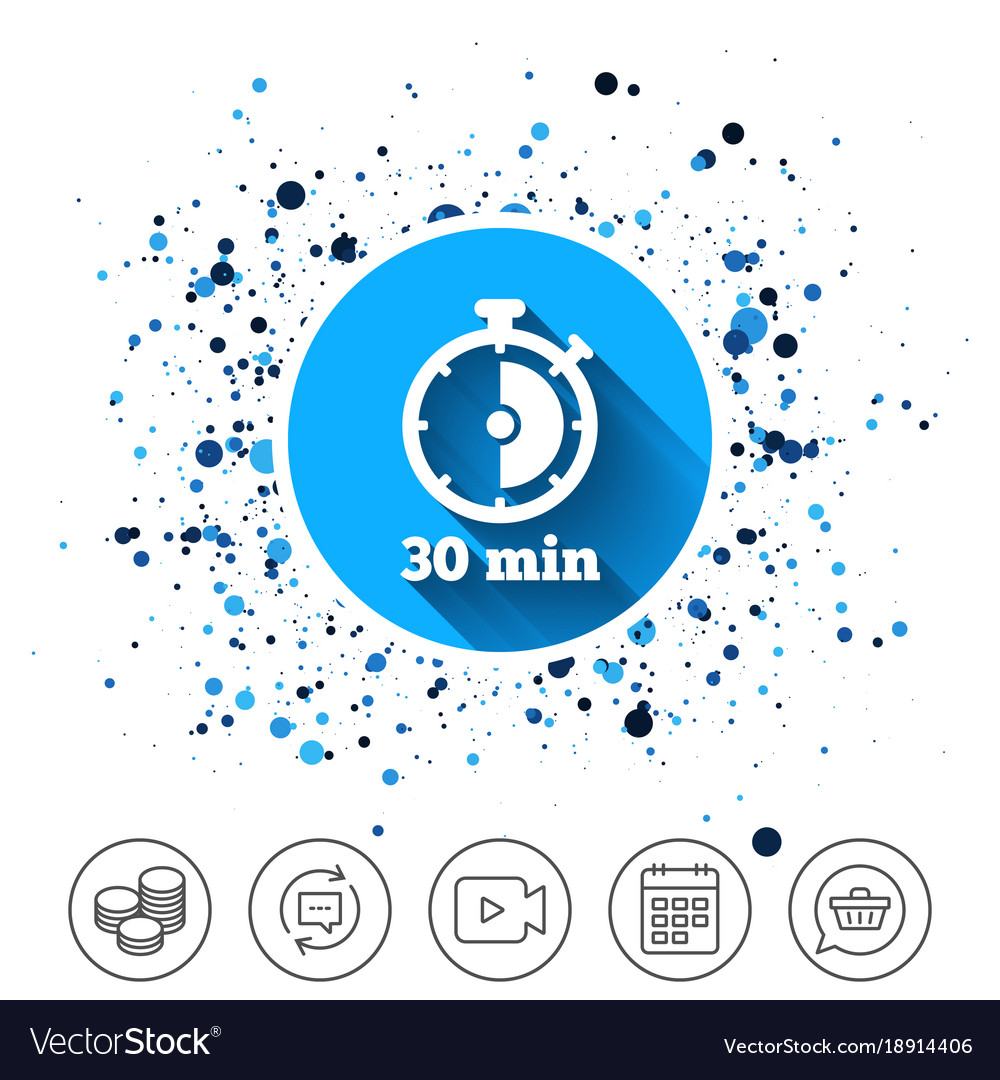Timer sign icon 30 minutes stopwatch symbol Vector Image