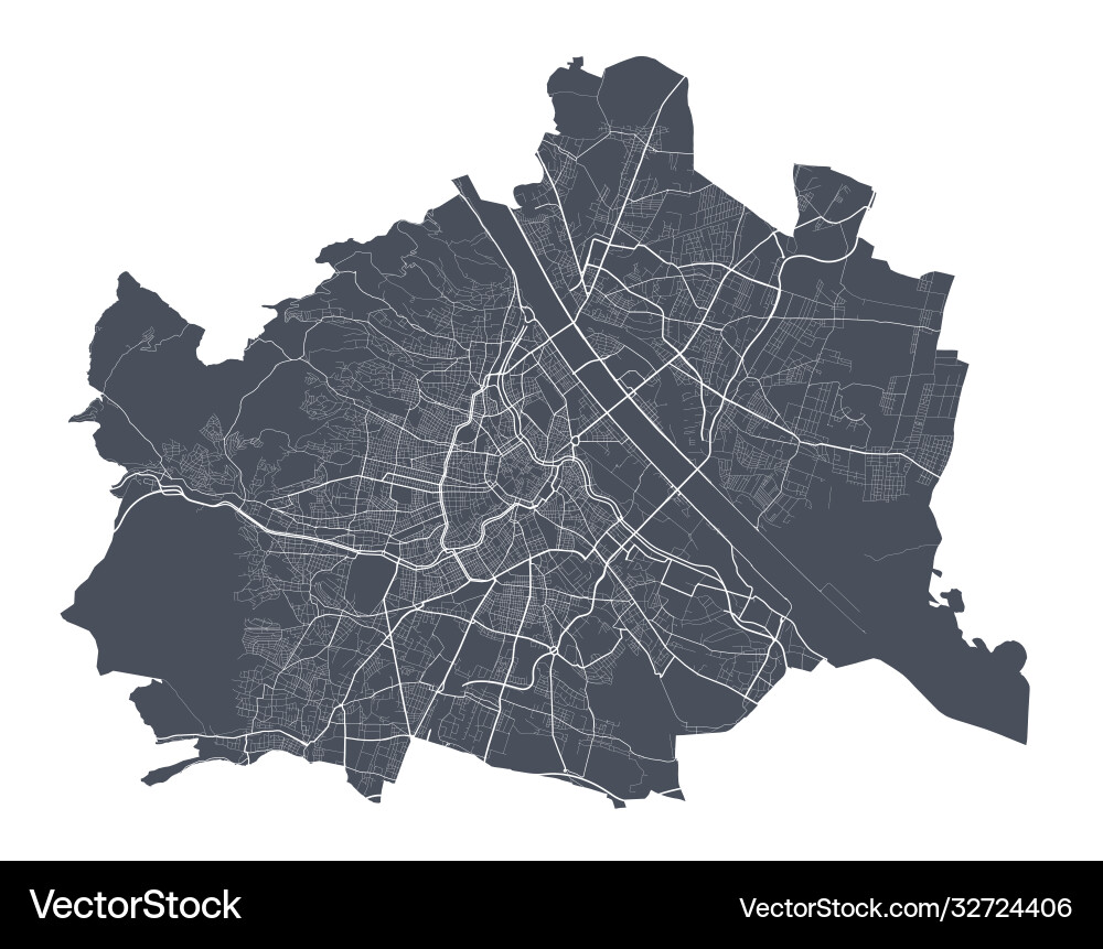 Vienna map detailed city poster Royalty Free Vector Image