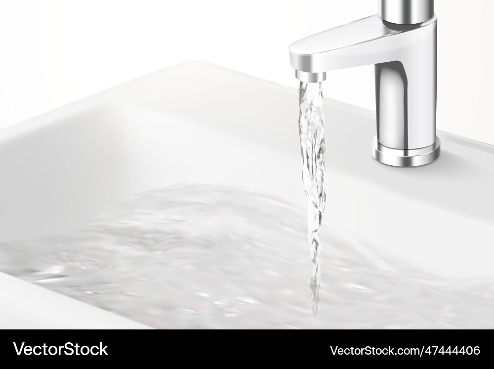 Washbasin tap with running water Royalty Free Vector Image