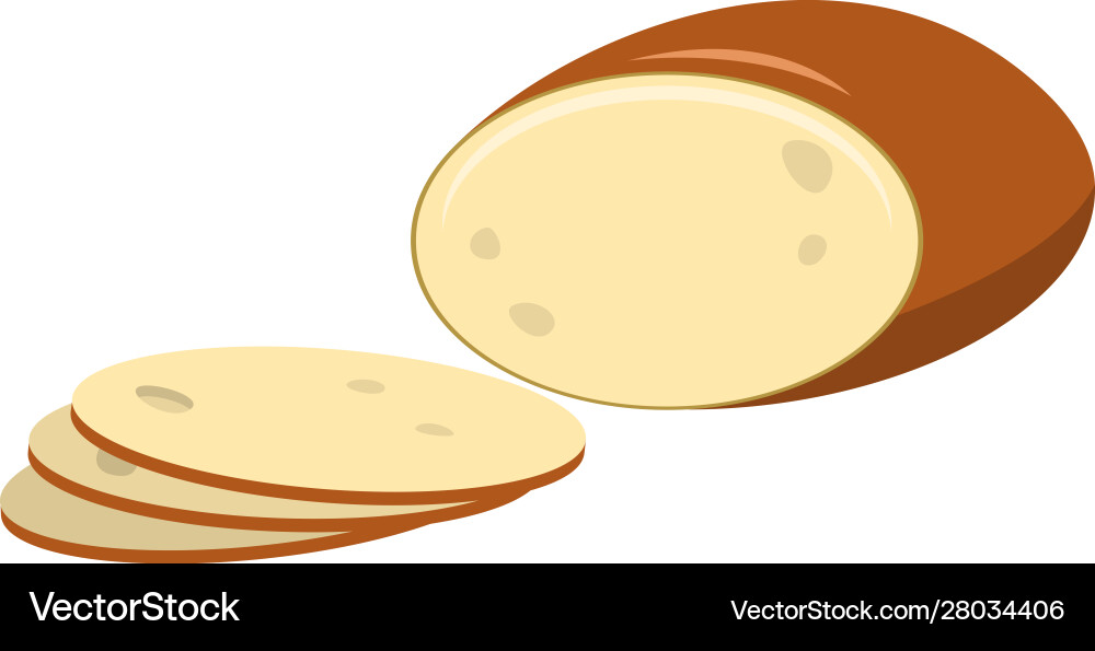 Yellow smoked cheese roll with cut slices Vector Image