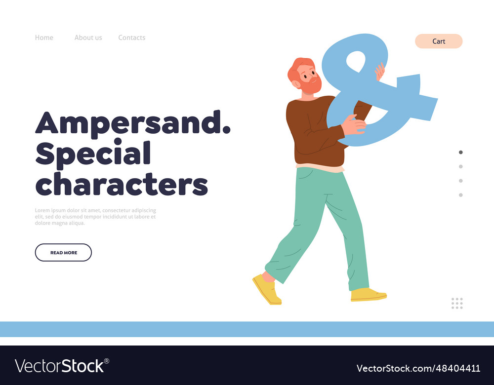 Ampersand special character landing page design Vector Image