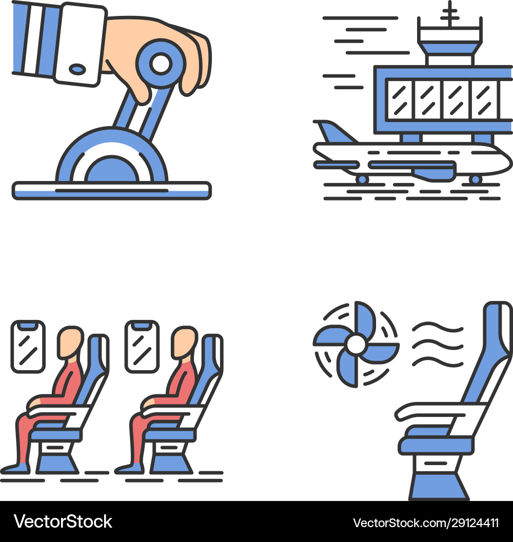 Aviation services color icons set Royalty Free Vector Image