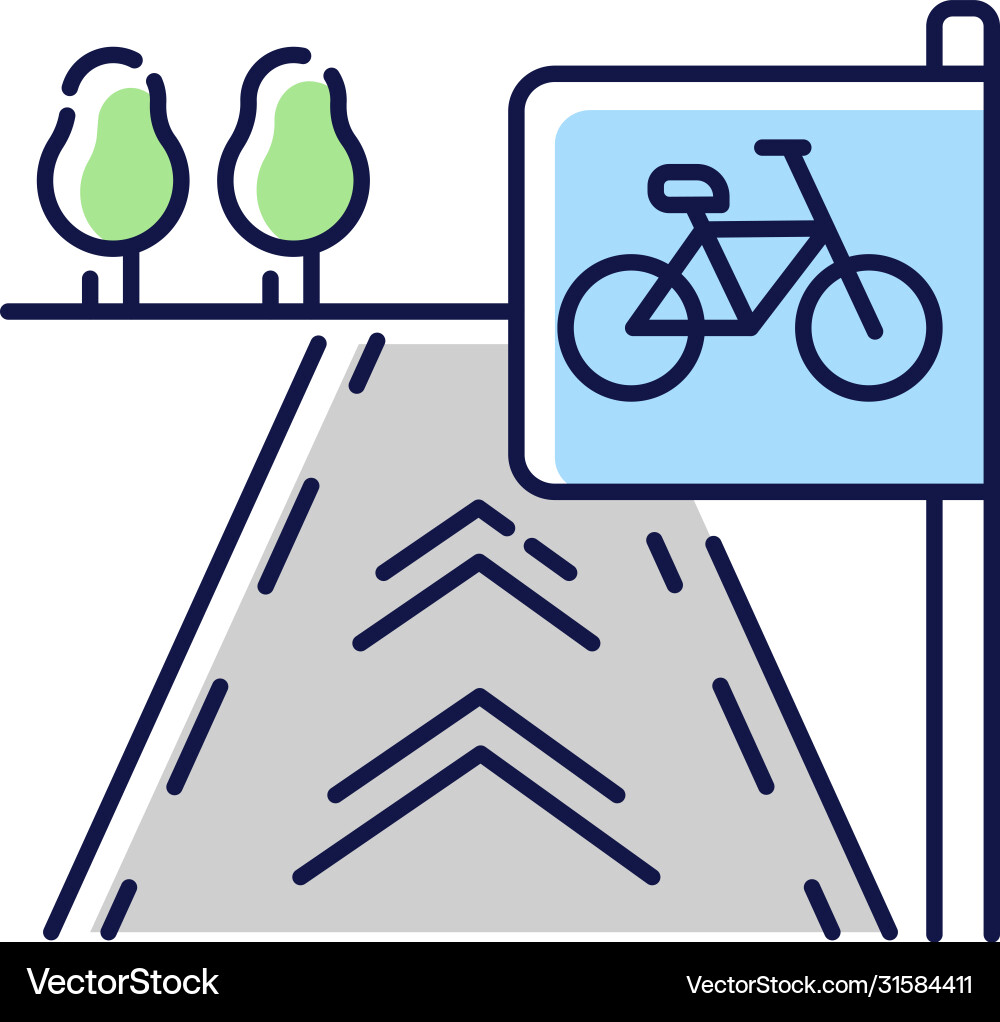 Bicycle lane rgb color icon Royalty Free Vector Image