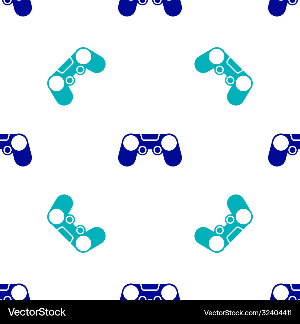 Blue gamepad icon isolated seamless pattern Vector Image