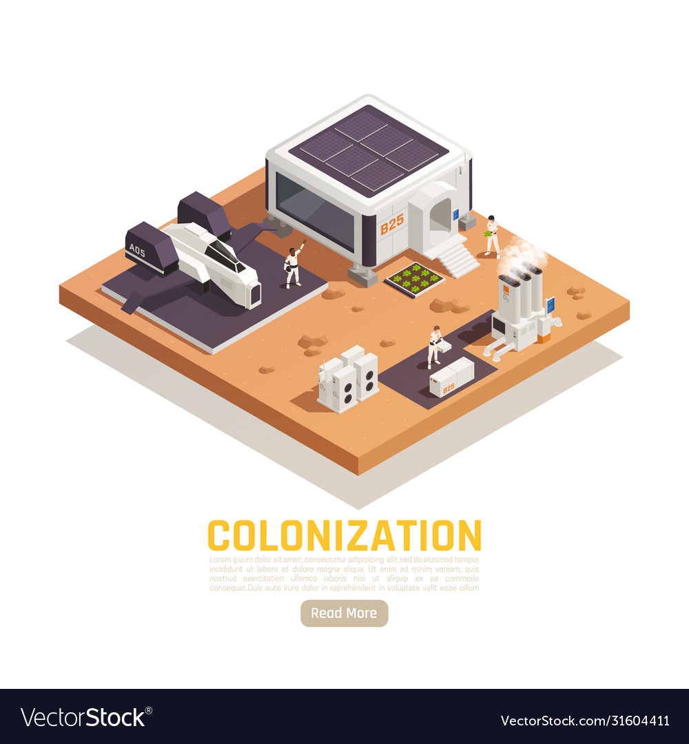 Colonization base isometric background Royalty Free Vector