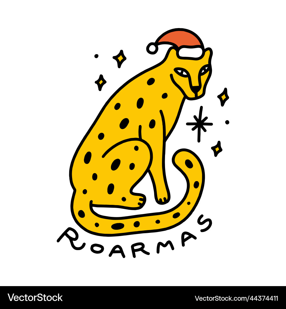 Comic groovy xmas santa leopard colorful wild Vector Image
