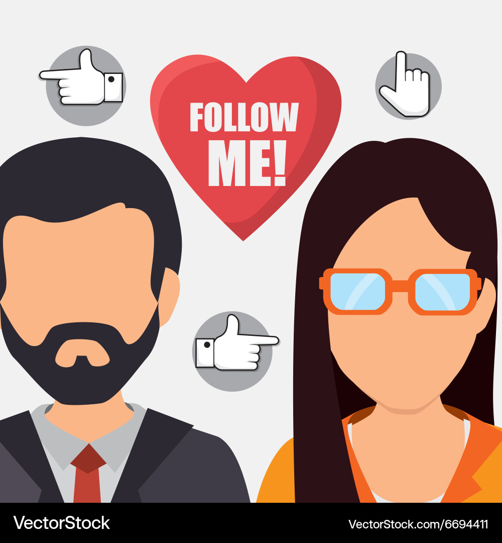 Follow me social trends Royalty Free Vector Image
