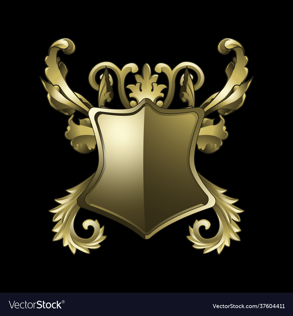Golden baroque shield elements Royalty Free Vector Image
