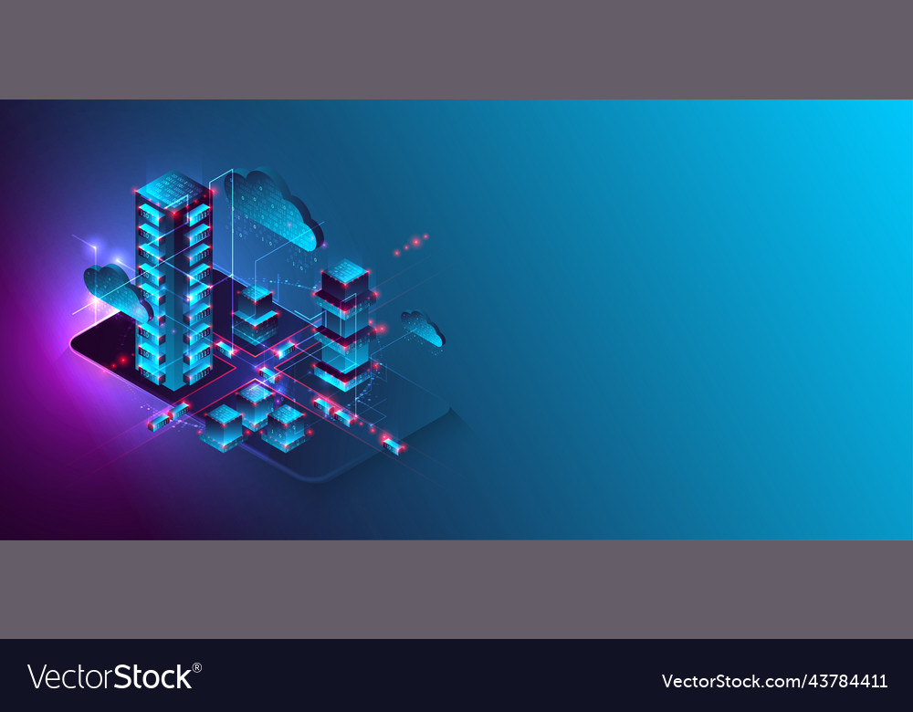 Isometric big data processing concept cloud Vector Image Isometric big data processing concept cloud Vector Image