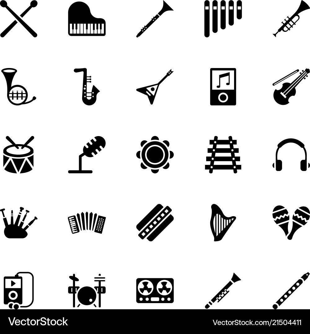 Music glyph icons pack Royalty Free Vector Image
