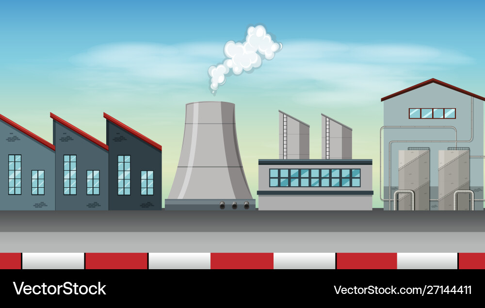 Pollution from factory theme scene in nature Vector Image